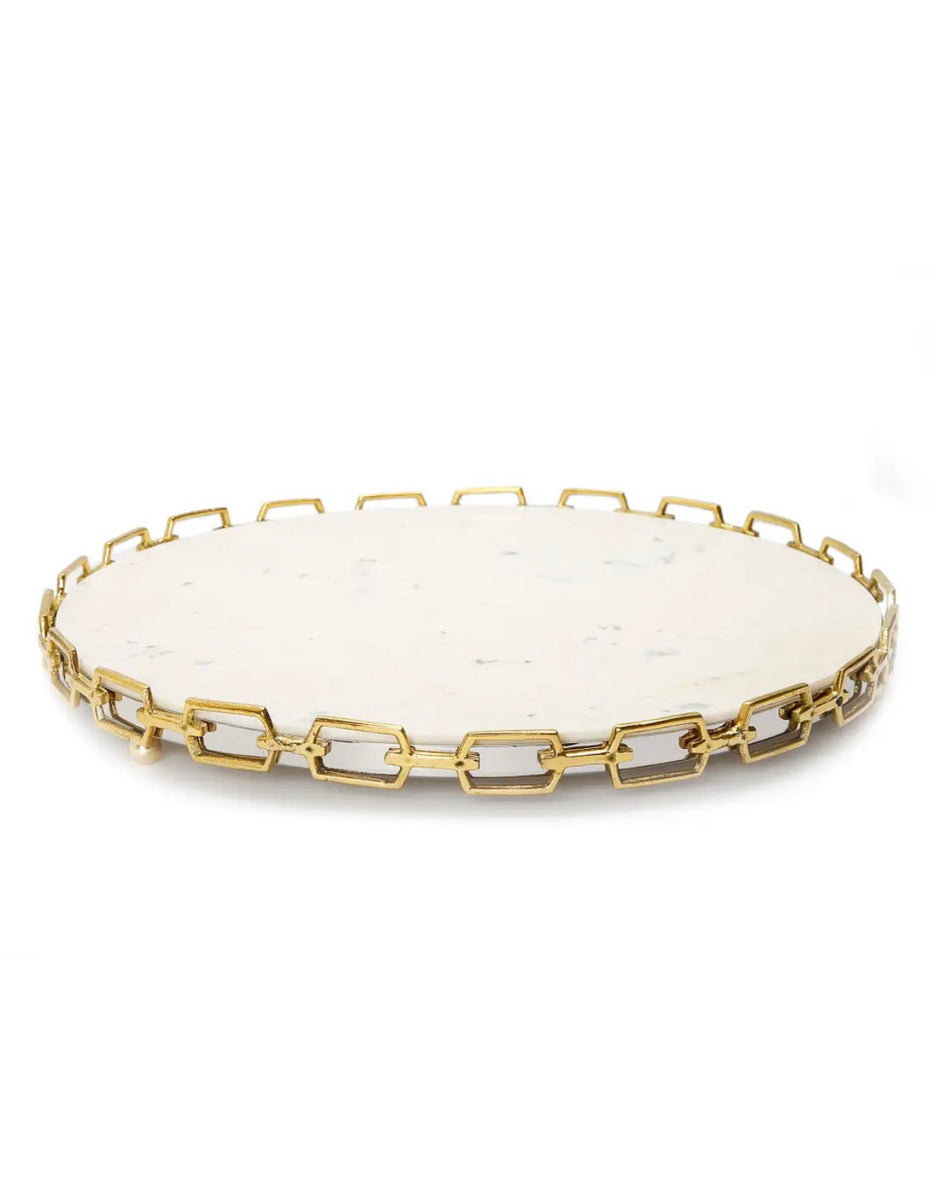 White Round Platter with Gold Chain Edge – Passion For Home Decor