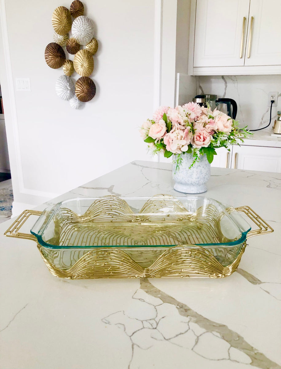 Rectangular Gold Handled Pyrex Holder – Passion For Home Decor