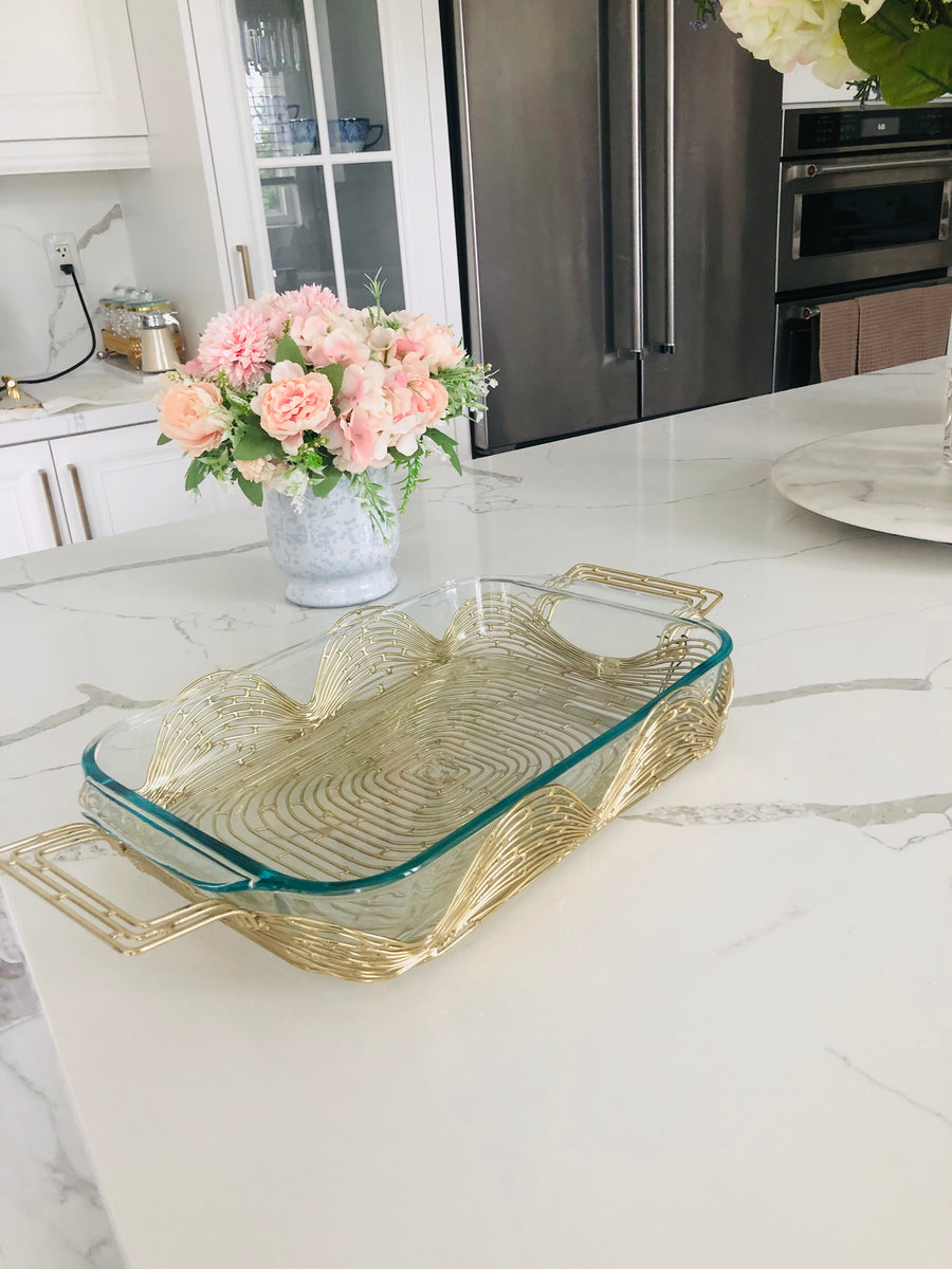 Rectangular Gold Handled Pyrex Holder – Passion For Home Decor